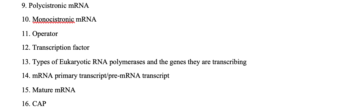 Solved 9. Polycistronic mRNA 10. Menocistronic mRNA 11. | Chegg.com