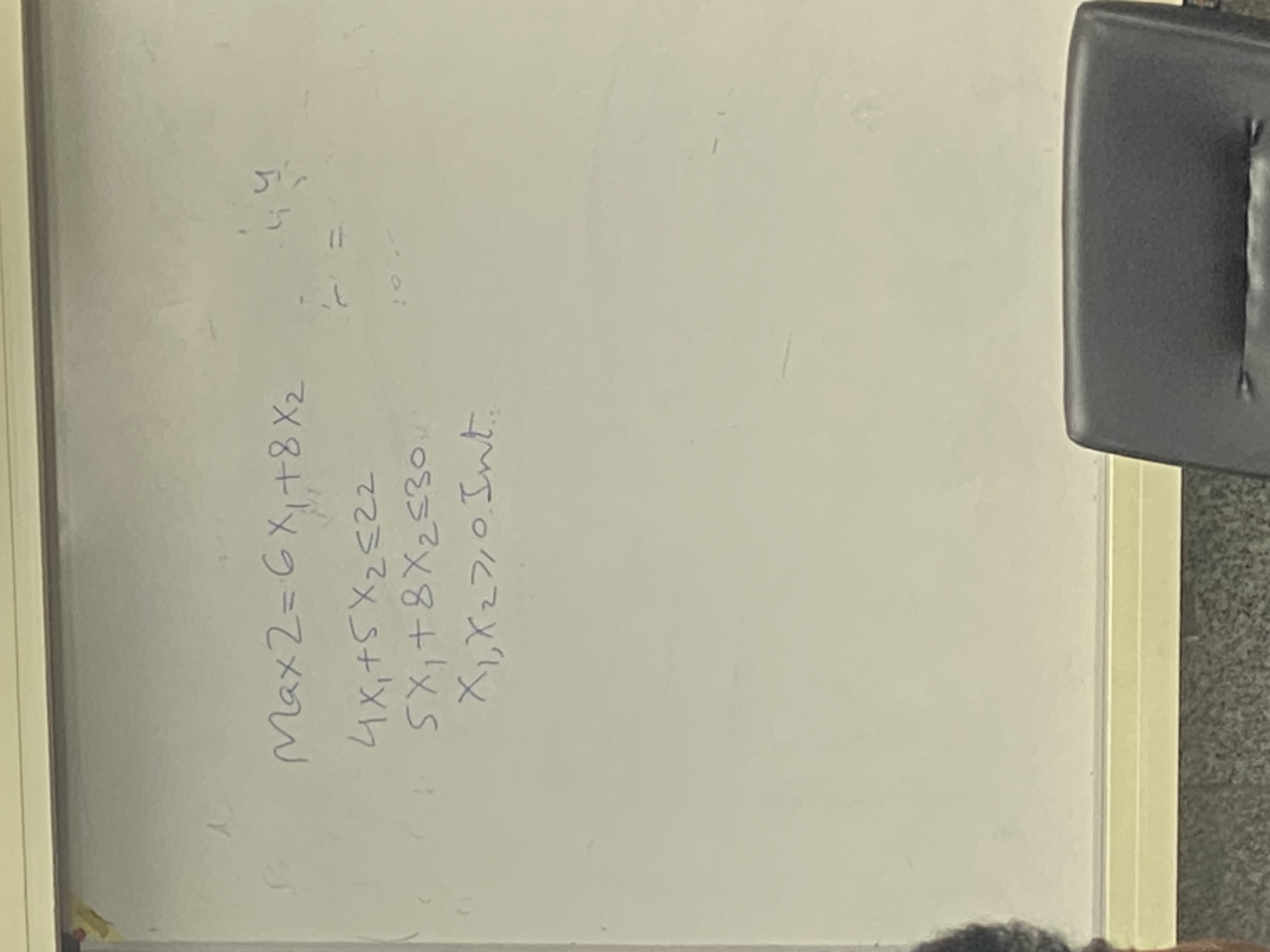 Solved max2=6x1+8x2,:44x1+5x2≤225x1+8x2≤30x1,x2≥0 ﻿Int | Chegg.com