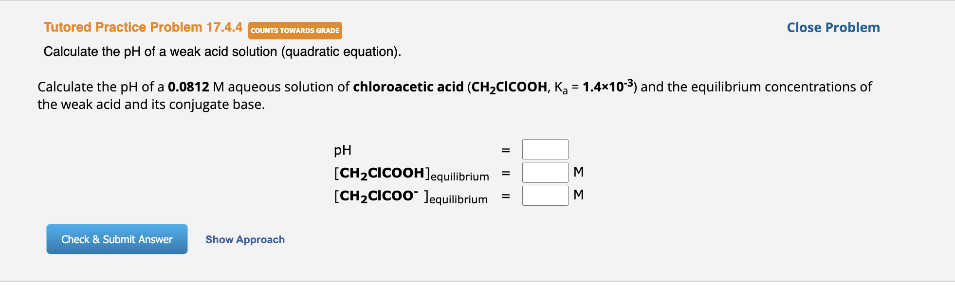 Solved Tutored Practice Problem 17.4.4 Calculate the pH of a | Chegg.com