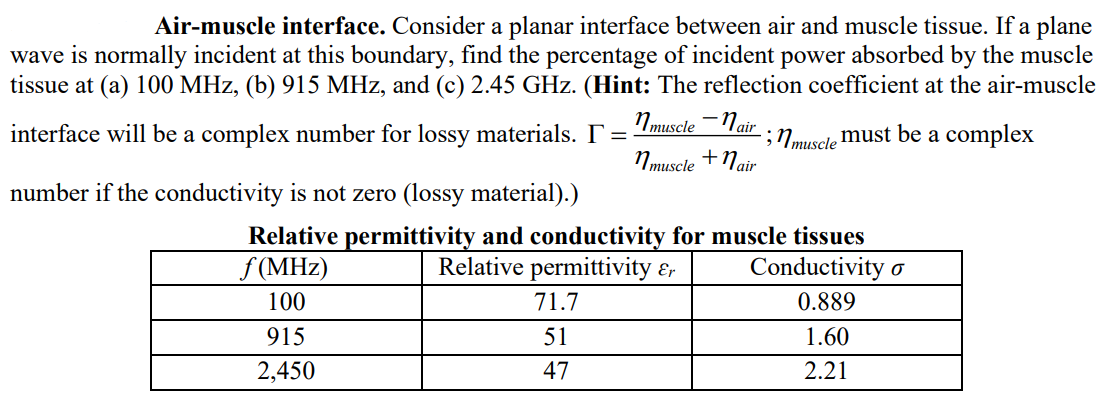Solved Air-muscle interface. Consider a planar interface | Chegg.com