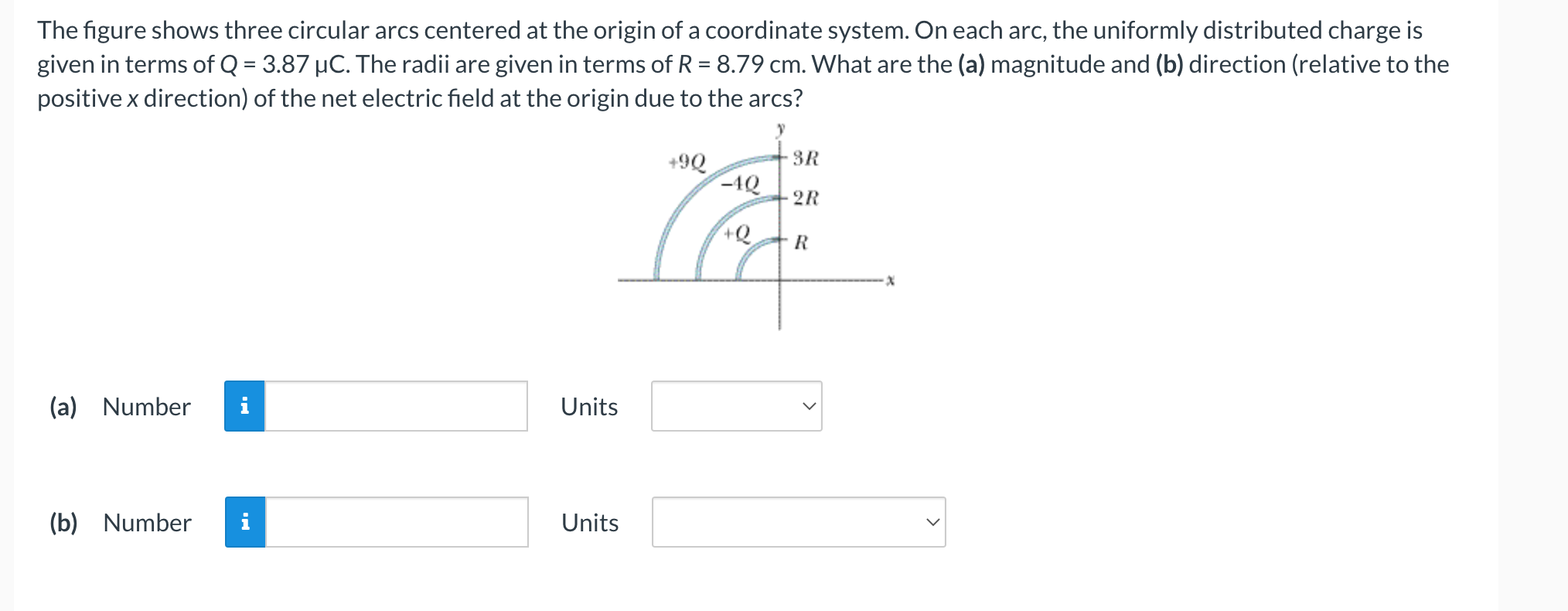 Solved The figure shows three circular arcs centered at the | Chegg.com