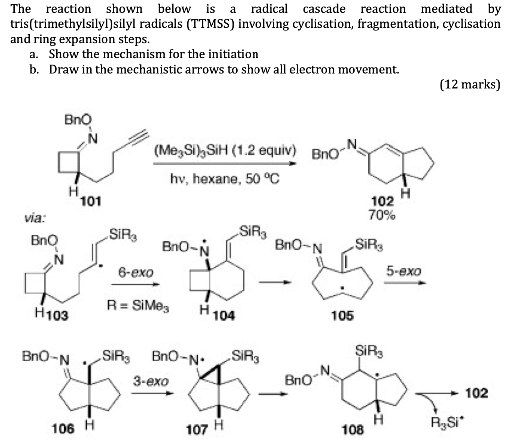 Solved The reaction shown below is a radical cascade | Chegg.com