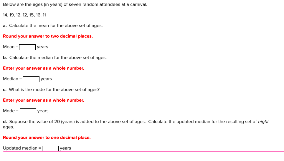 Solved Below are the ages (in years) of seven random | Chegg.com