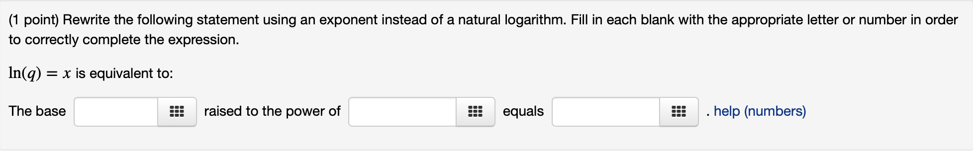 Solved (1 point) Rewrite the following statement using an | Chegg.com