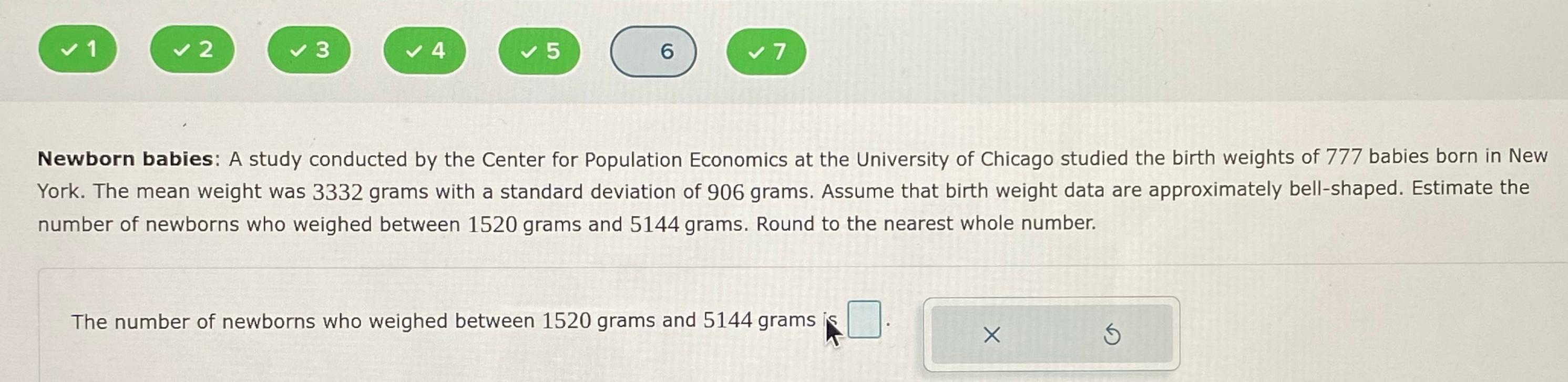 Solved 1 2 3 4 5 6 7 Newborn babies: A study | Chegg.com