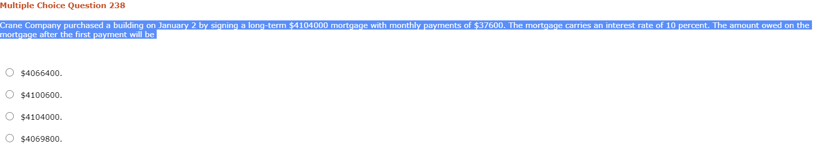 Solved Multiple Choice Question 238 Crane Company purchased | Chegg.com