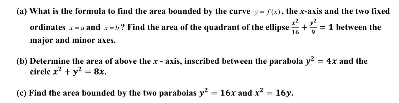 Solved (a) What is the formula to find the area bounded by | Chegg.com