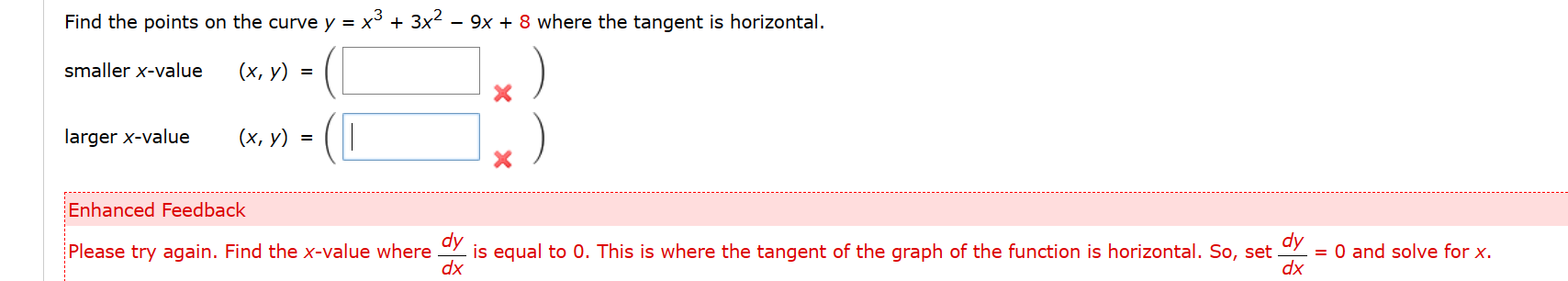Solved Enhanced FeedbackPlease try again. Find the x-value | Chegg.com