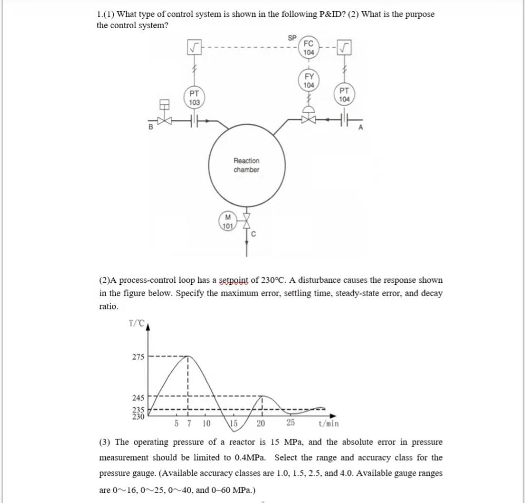 Solved 1.(1) What type of control system is shown in the | Chegg.com