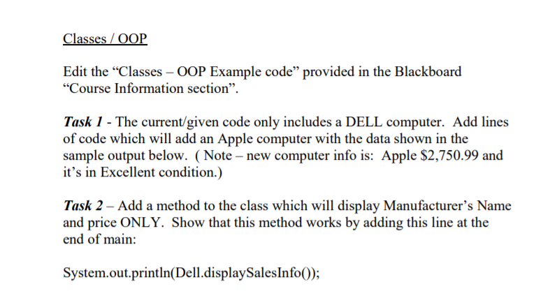 Solved Classes / OOP Edit the “Classes - OOP Example code” | Chegg.com