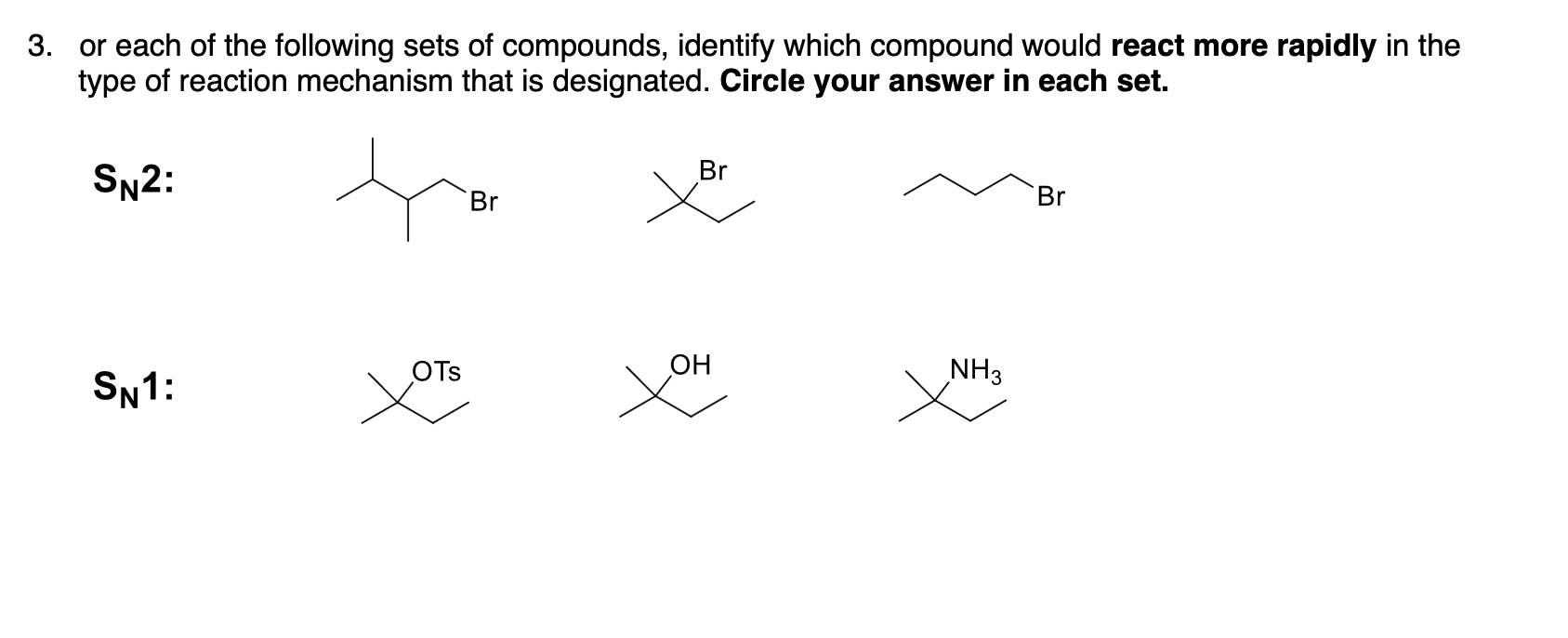 Solved or each of the following sets of compounds, identify | Chegg.com