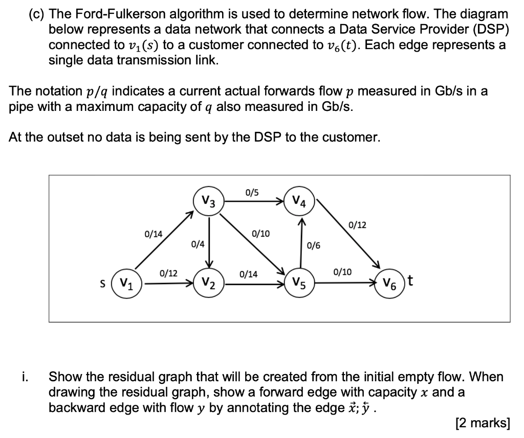 Solved (c) The Ford-Fulkerson algorithm is used to determine | Chegg.com