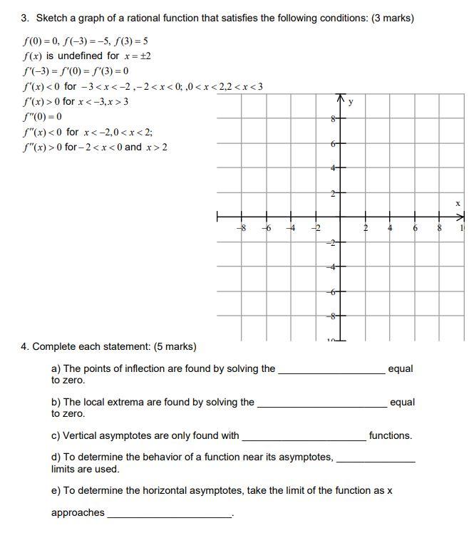 Solved 3. Sketch a graph of a rational function that | Chegg.com