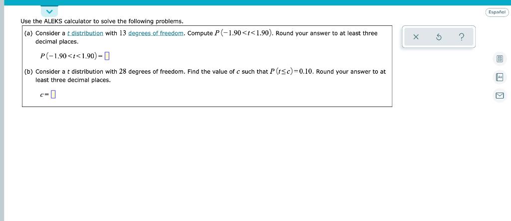 Solved Espa ol Use The ALEKS Calculator To Solve The Chegg