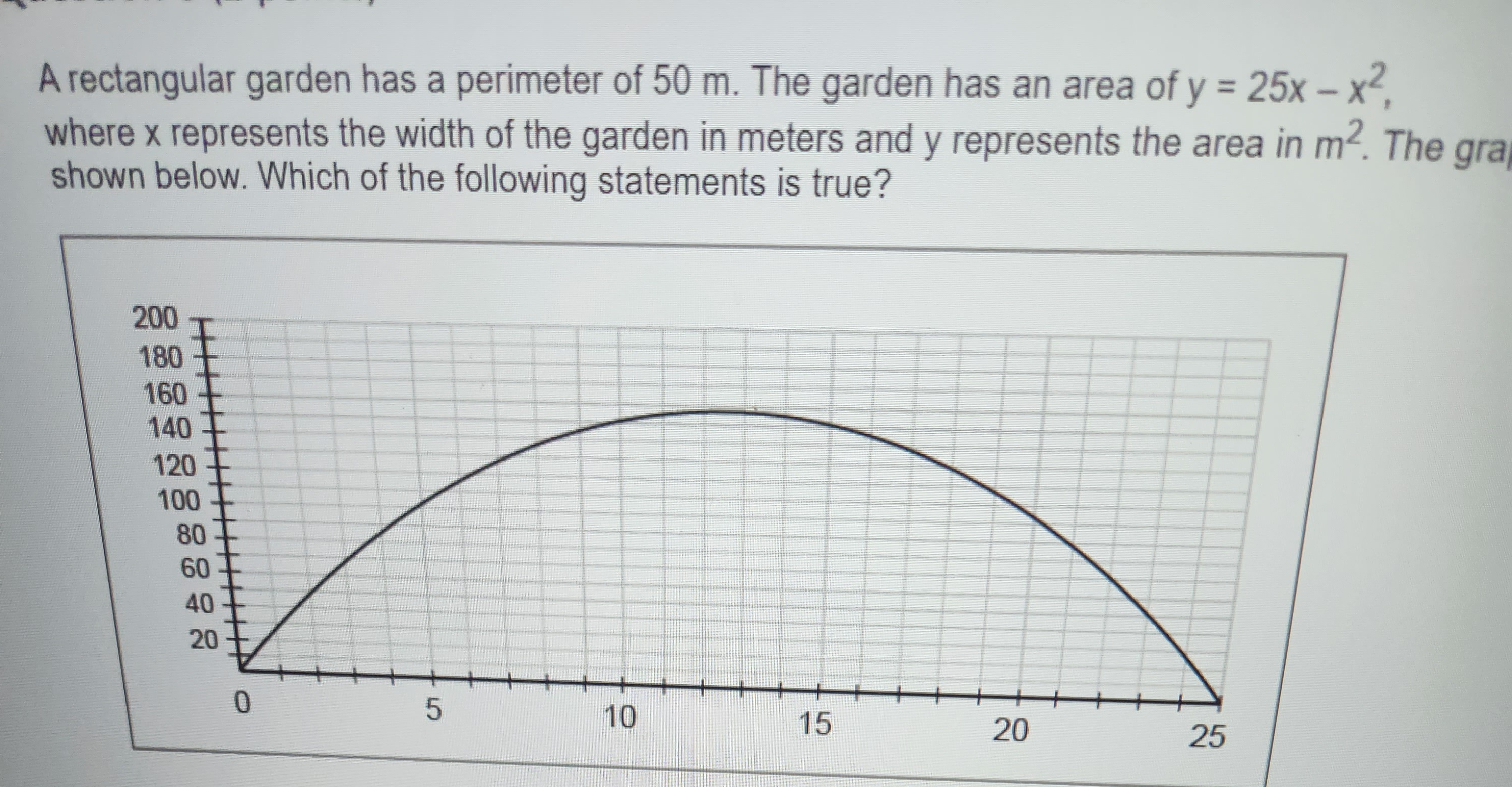 Solved A rectangular garden has a perimeter of 50m. ﻿The | Chegg.com
