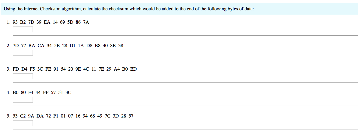Solved Using The Internet Checksum Algorithm Calculate The 7401