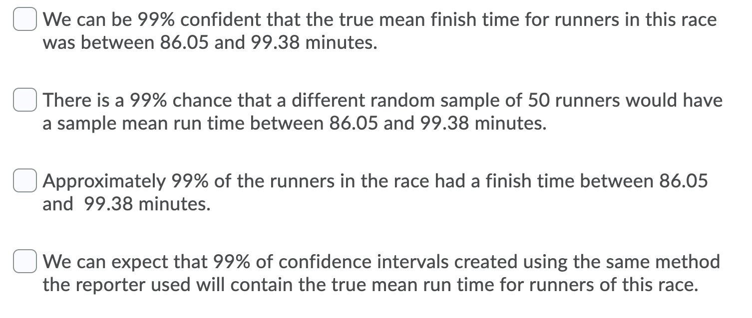 Solved Ten Mile Run ~ A random sample of 50 runners from all | Chegg.com