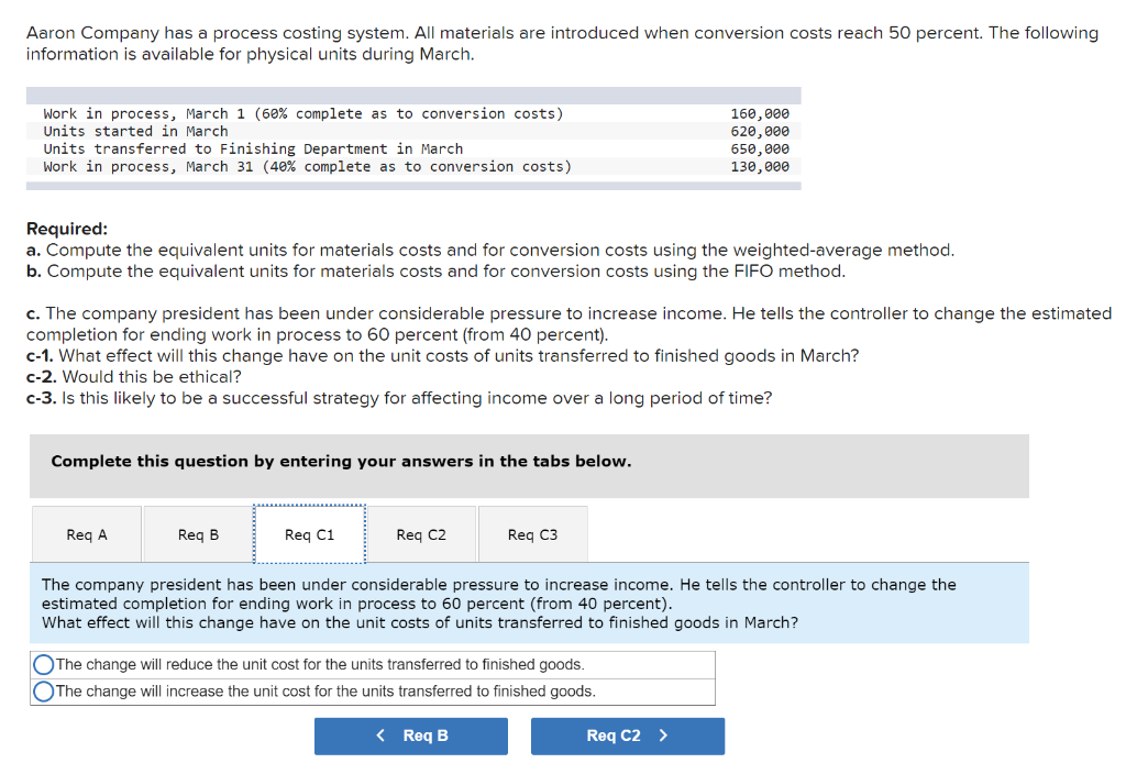 Solved Aaron Company has a process costing system. All | Chegg.com