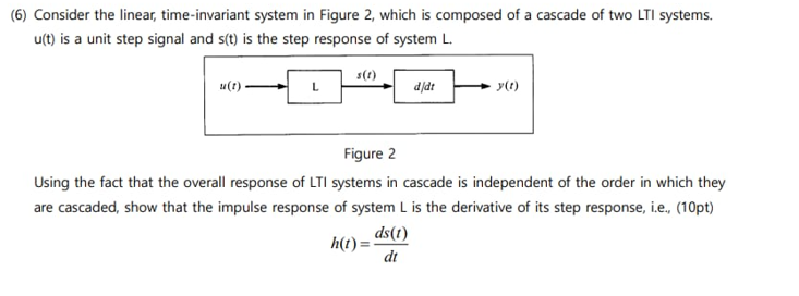 Solved (6) Consider the linear, time-invariant system in | Chegg.com