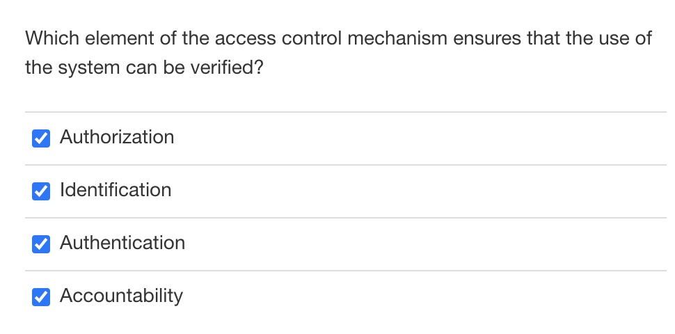 Solved Which element of the access control mechanism ensures | Chegg.com