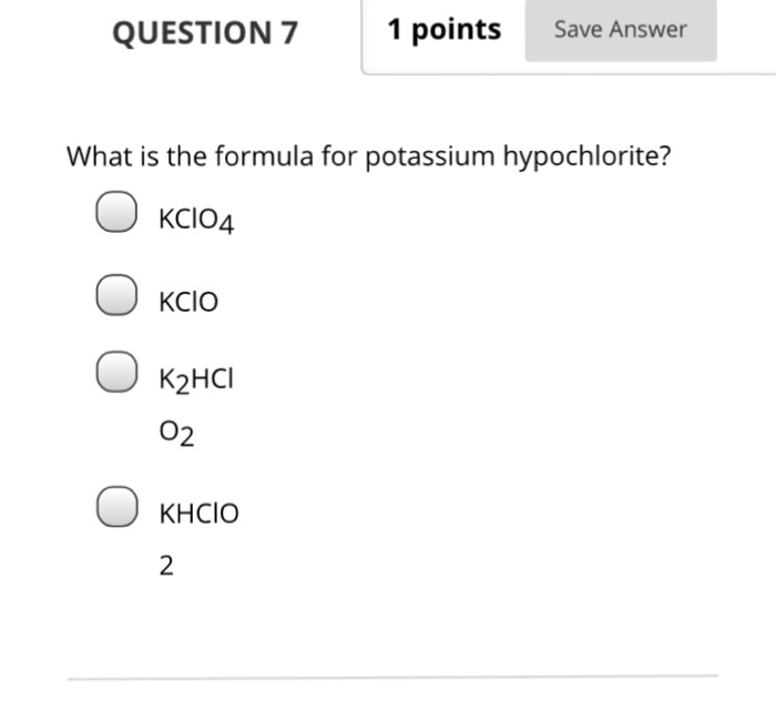 Solved 1 points Save Answer QUESTION 7 What is the formula | Chegg.com