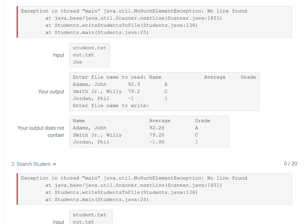 Solved Exception in thread "main" | Chegg.com