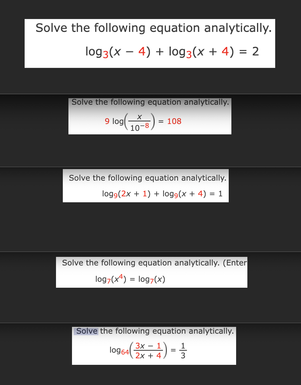 Solved Solve the following equation analytically. | Chegg.com