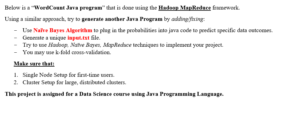 Below Is A Wordcount Java Program” That Is Done