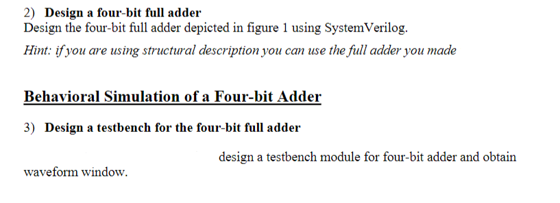 Solved A four-bit full adder is shown in figure 1 , as you | Chegg.com