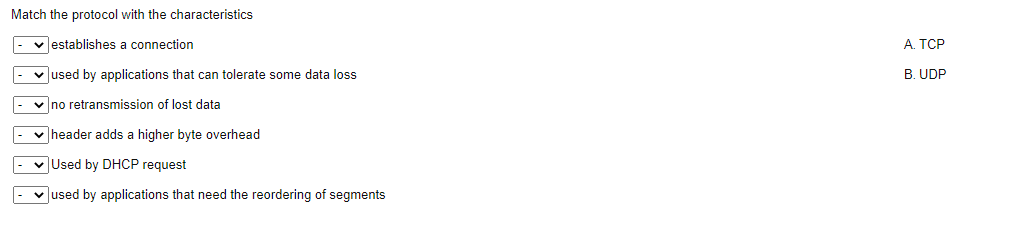 Solved Match the protocol with the characteristics | Chegg.com