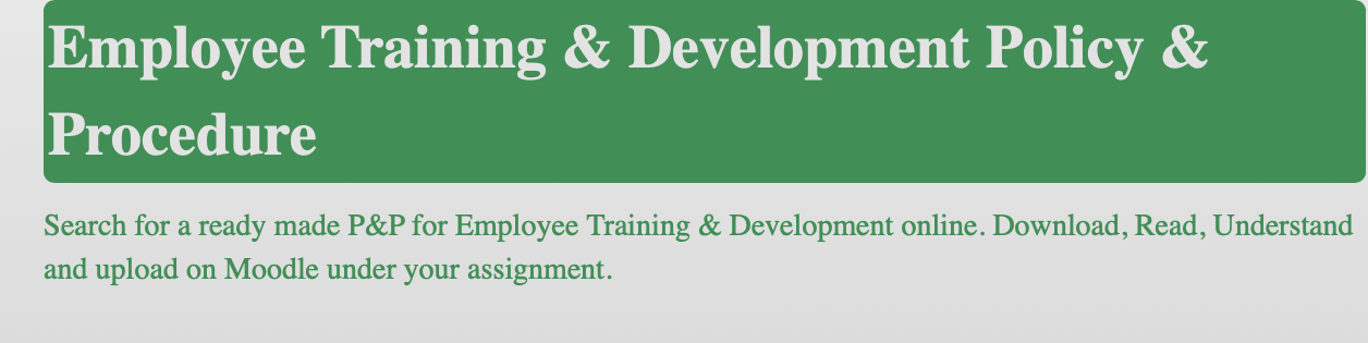 Solved Employee Training & Development Policy & Procedure | Chegg.com