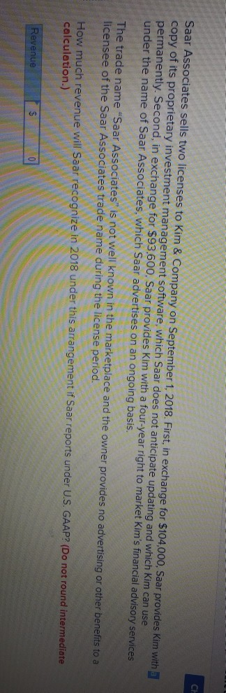 Solved Saar Associates sells two licenses to Kim & Company | Chegg.com