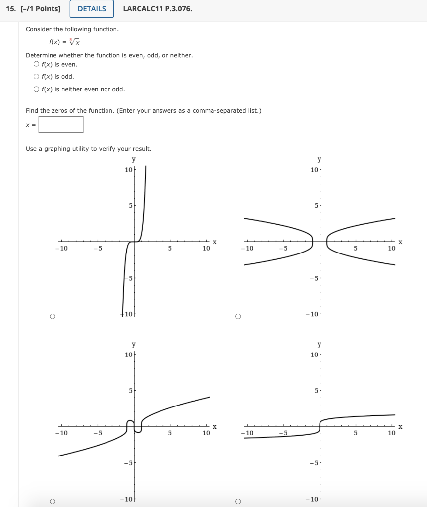 Solved 15. [-/1 Points] DETAILS LARCALC11 P.3.076. Consider | Chegg.com