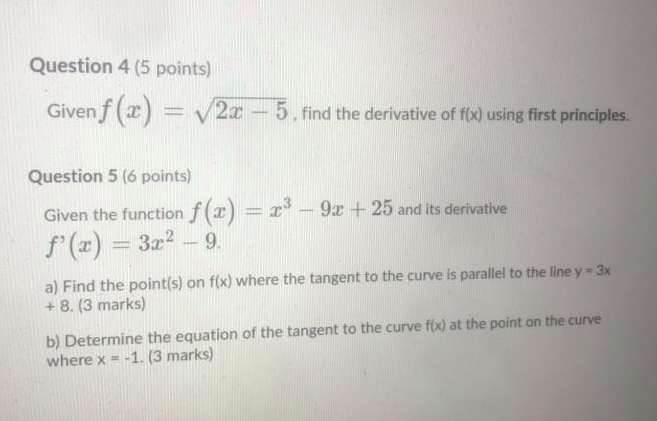 Solved Question 4 (5 points) Given f(x) = 2x – 5 , find the | Chegg.com