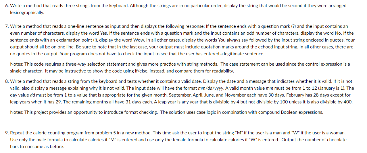 Solved 6. Write a method that reads three strings from the | Chegg.com