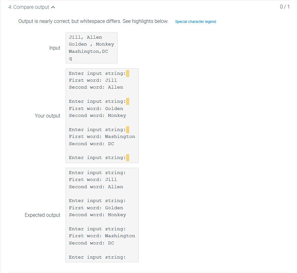 Solved 1: Compare output ^ 0/1 Output differs. See | Chegg.com