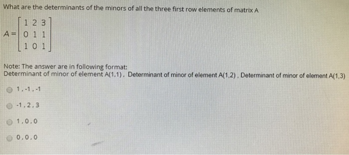 Solved What are the determinants of the minors of all the | Chegg.com