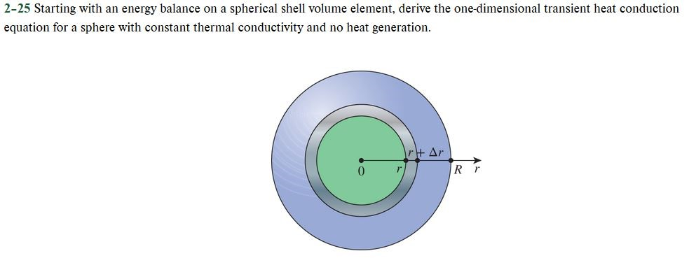 Solved 2-25 Starting with an energy balance on a spherical | Chegg.com
