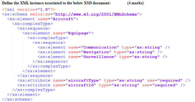 Solved Define The Xml Instance Associated To The Below Xsd