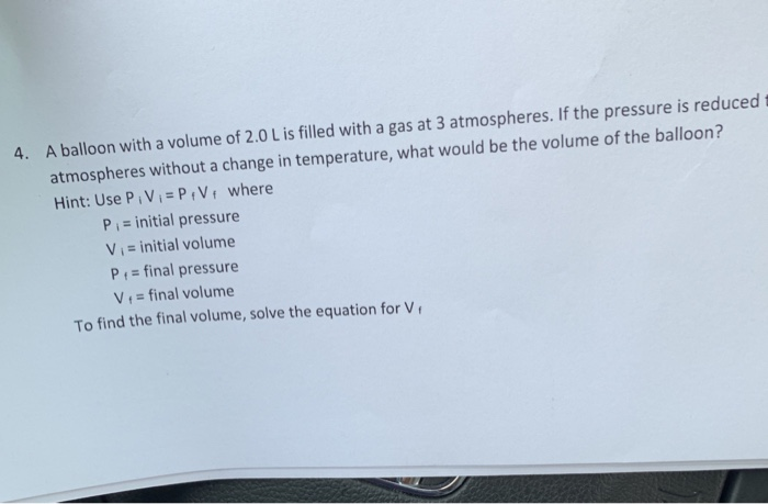 Solved A balloon with a volume of 2.0Lis filled with a gas | Chegg.com