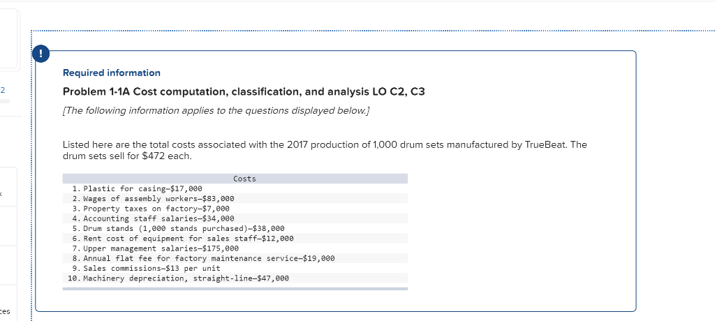 Solved Required information Problem 1-1A Cost computation, | Chegg.com
