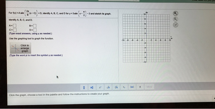 Solved 2s (x-C)+D, identfy A, B, C, and D for y 3 sin For x) | Chegg.com