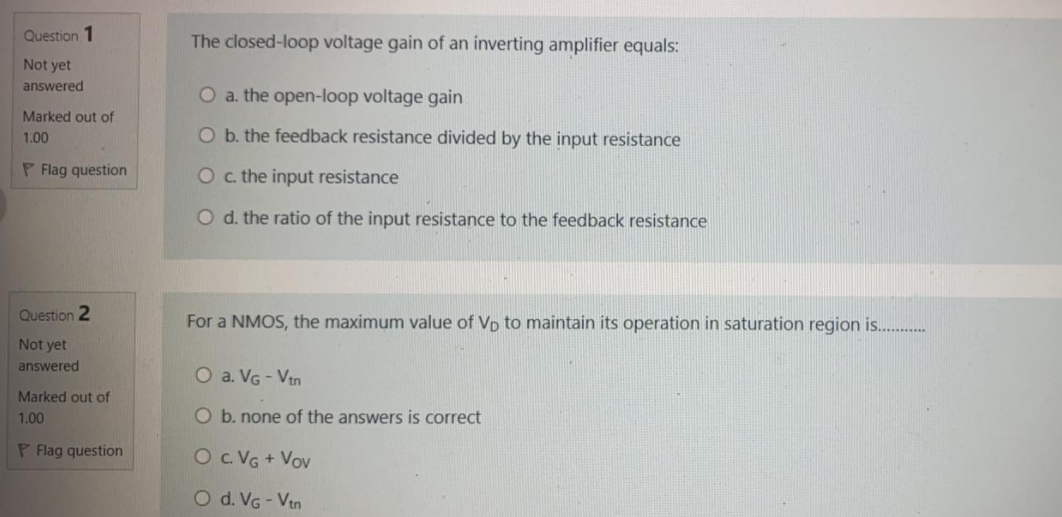 Solved Question 1 The closed-loop voltage gain of an | Chegg.com