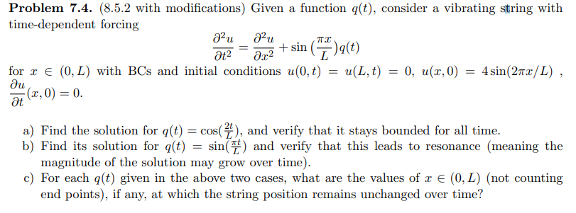 Solved Problem 7.4. (8.5.2 with modifications) Given a | Chegg.com