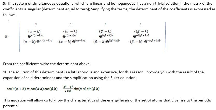 Solved 9. This system of simultaneous equations, which are | Chegg.com