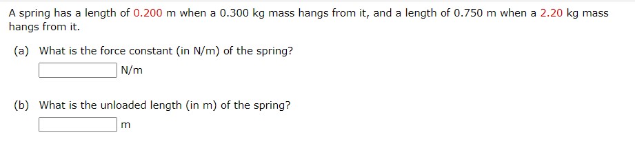 Solved 20)A spring has a length of 0.200m ﻿when a 0.300kg | Chegg.com