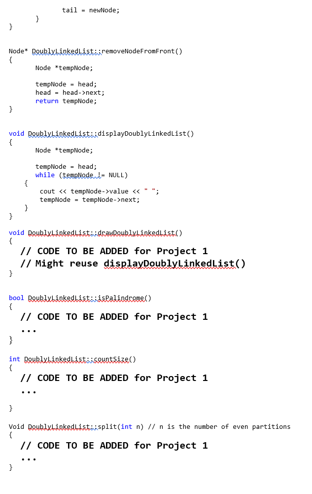 Solved Given the code of doubly linked list, // Node.h | Chegg.com