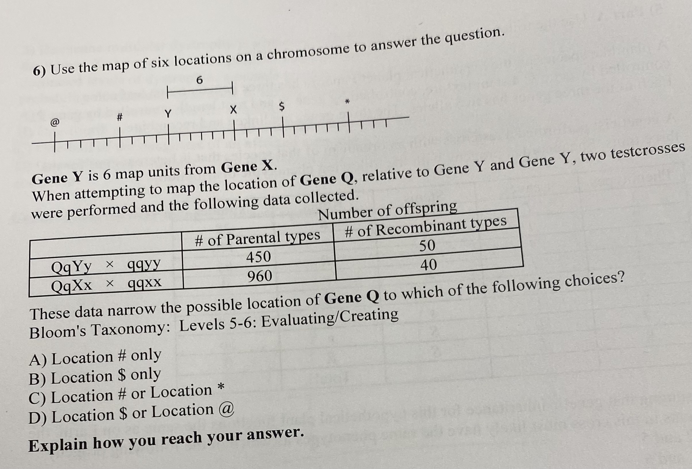 Solved CI I e the map of six locations on a chromosome to | Chegg.com