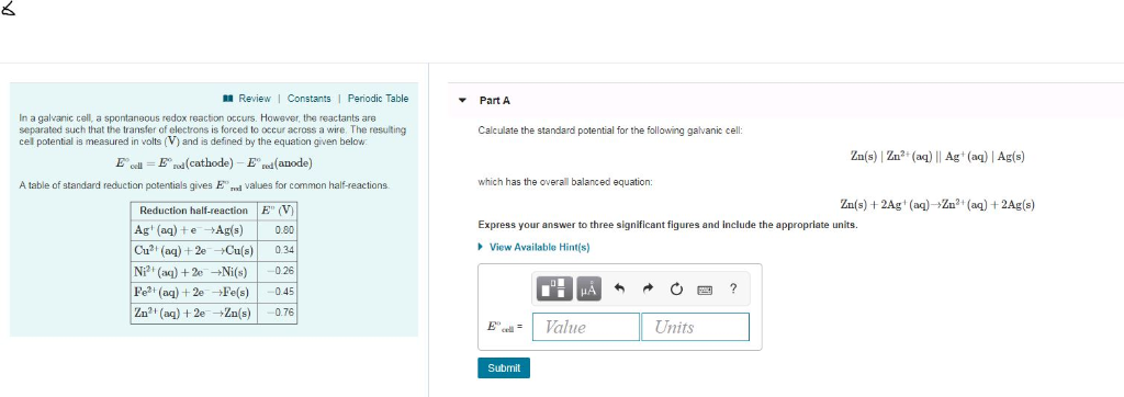 Solved 競Review 1 Constants l Periodic Table PartA In a | Chegg.com