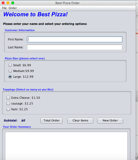 Solved Best Pizza Order File Order Welcome to Best Pizza! | Chegg.com